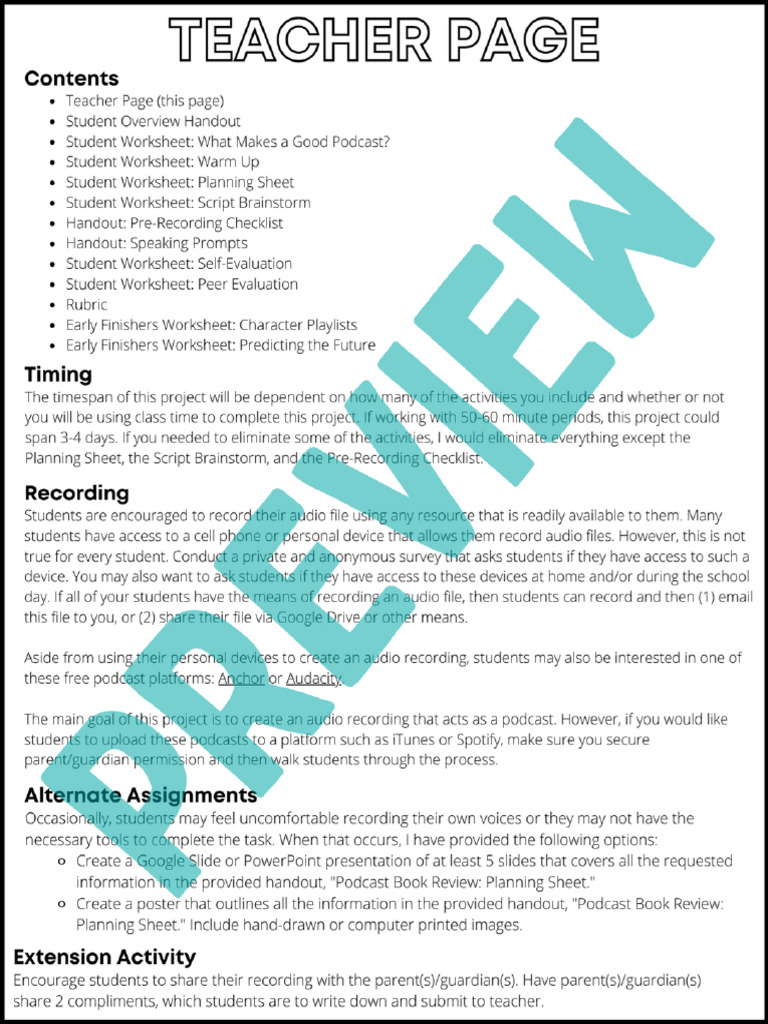 Guide Podcast Book Review For Students | PDF