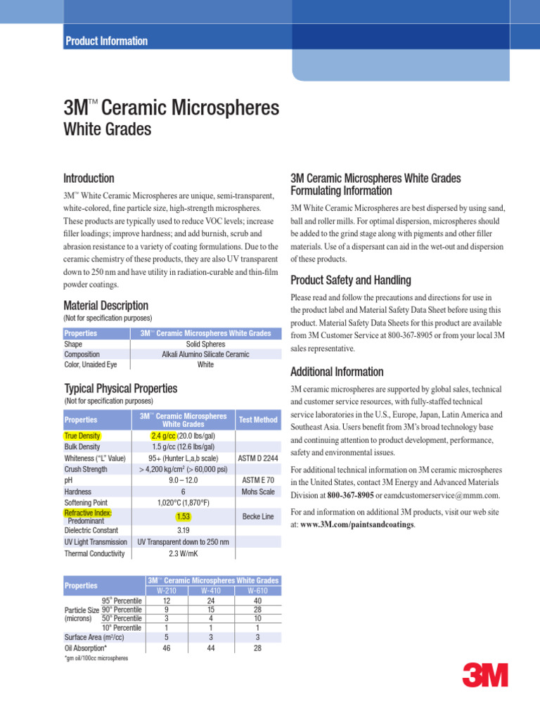 3M - Ceramics Microspheres - White Grades | PDF