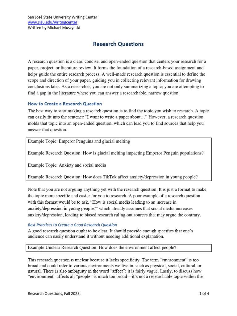 Research Questions | PDF | Climate Change | Question