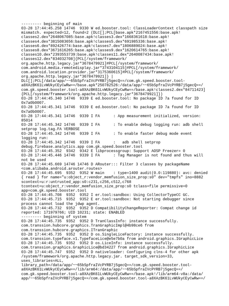 Com - Gk.speed - Booster.tool Logcat | PDF | Android (Operating System) | Text File