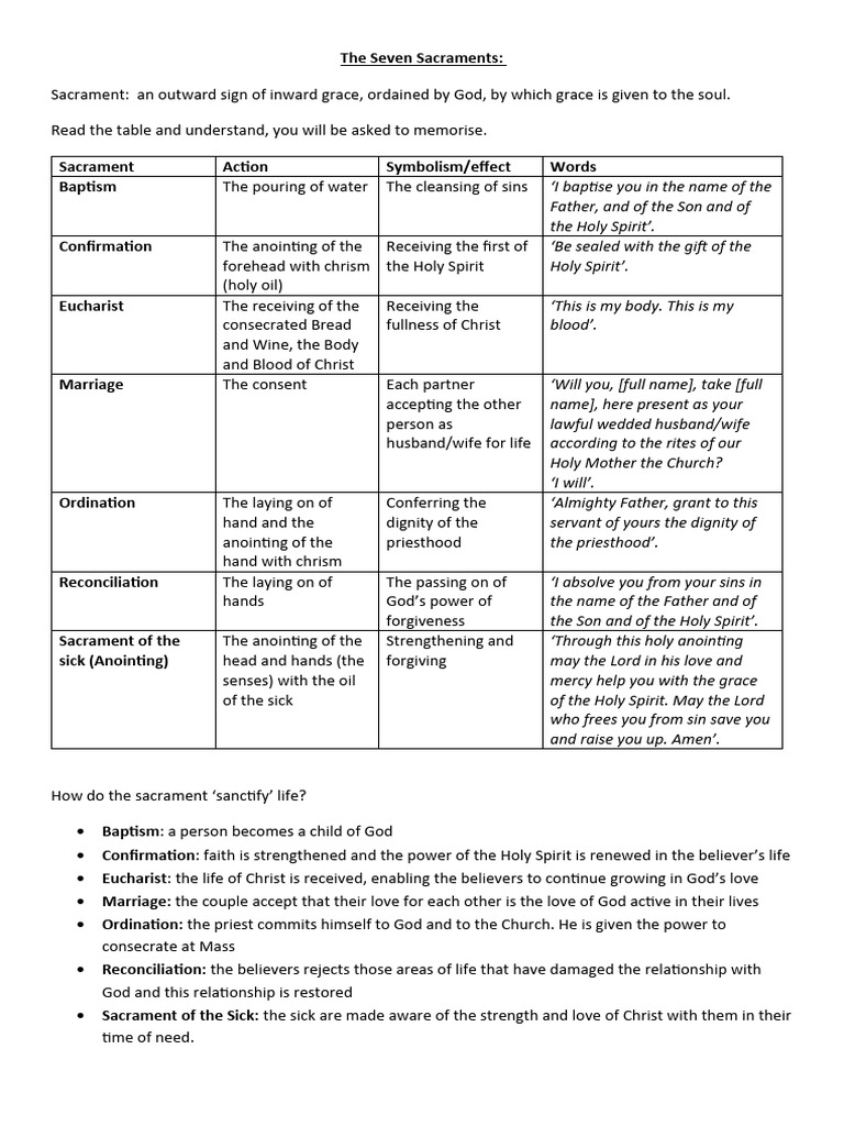 L10. The Seven Sacraments | PDF | Sacraments | Grace In Christianity