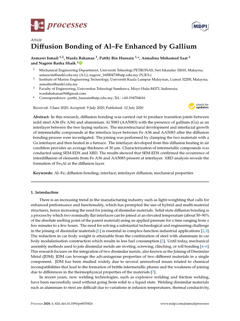 Diffusion Bonding of Al-Fe Enhanced by Gallium | PDF | Construction ...