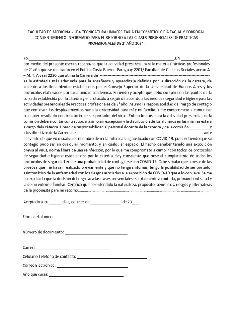 Consentimiento Informado 2024 | PDF | Consentimiento informado