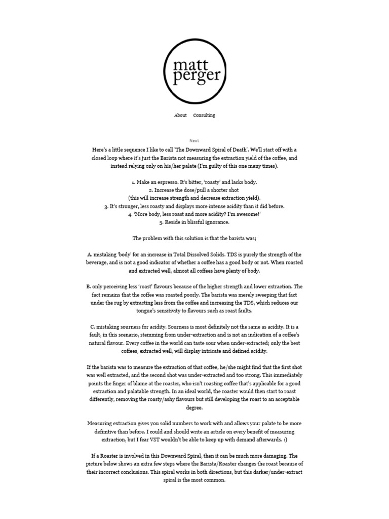 The Downward Spiral of Death (Matt Perger) | PDF | Coffee | Taste