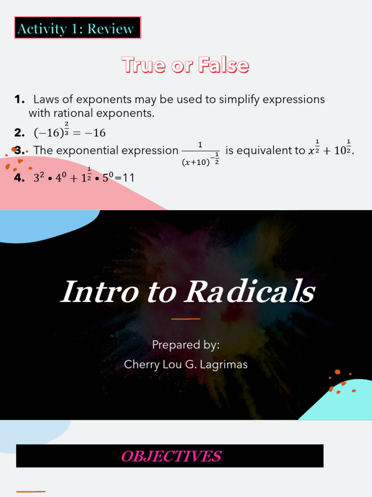 Q3 - Intro To Radicals | PDF | Exponentiation | Rational Number