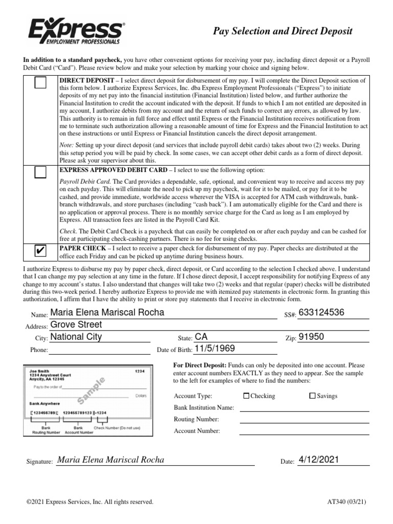 Pay Selection and Direct Deposit Options | PDF | Paycheck | Cheque