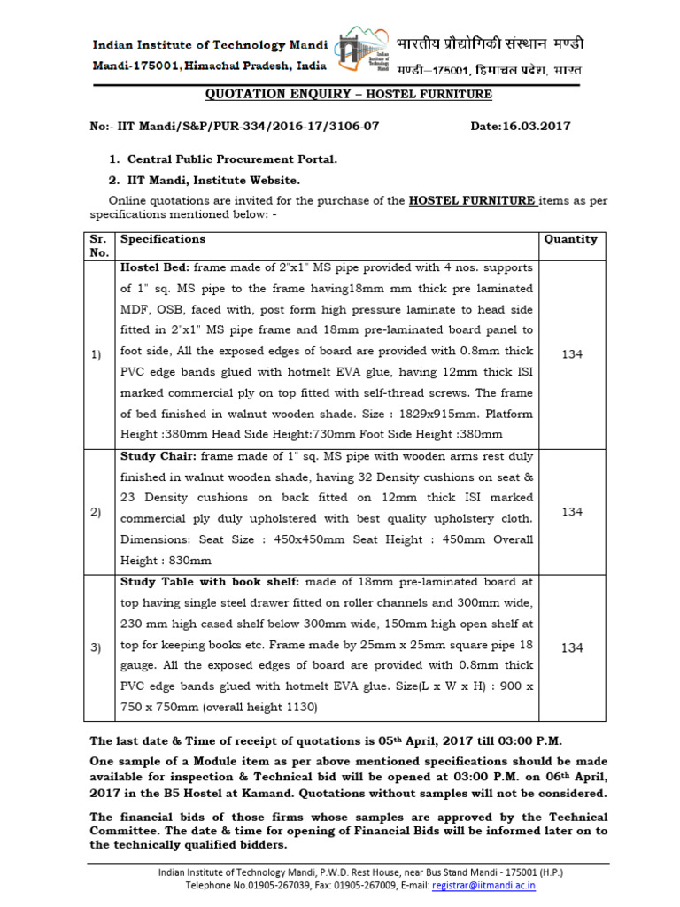 Hostel Furniture Business Quotation Template | PDF | Arbitration | Upholstery