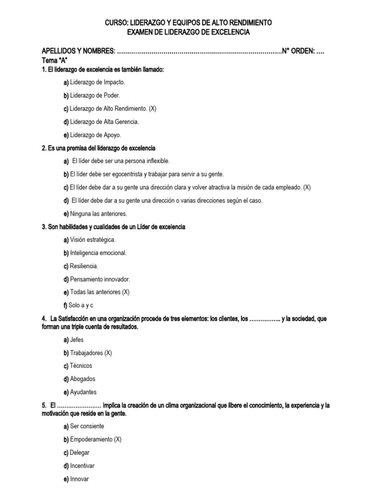 Examen Liderazgo de Excelencia | PDF | Liderazgo | Business Examen Liderazgo de Excelencia | PDF | Liderazgo | Business
