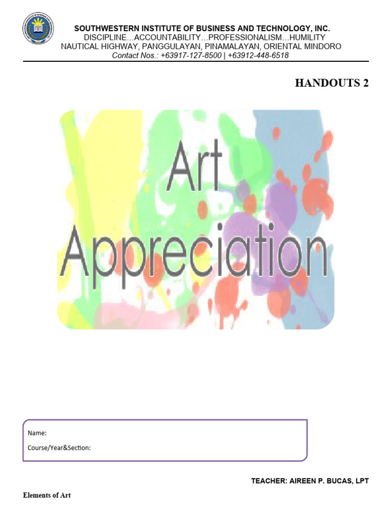 Art Appreciation Handout 2 | PDF | Composition (Visual Arts) | Surrealism
