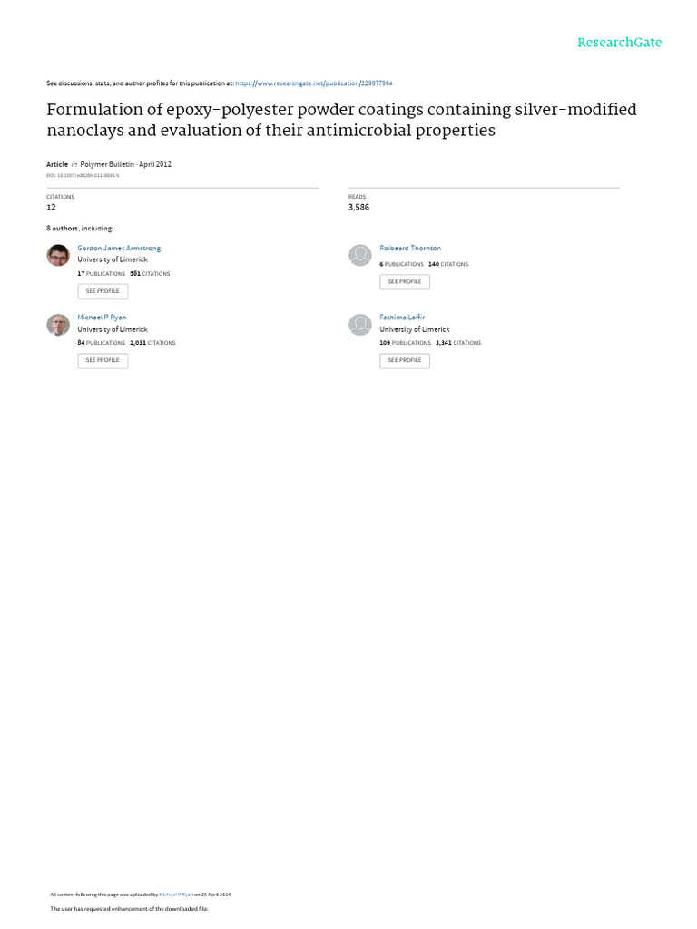 Formulation of Epoxy-Polyester Powder Coatings Containing Silver ...