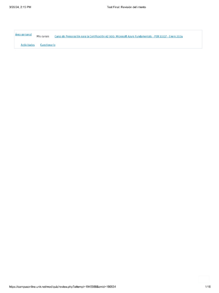 Examen Final AZ 900 | PDF | Computación en la nube | Microsoft Azure