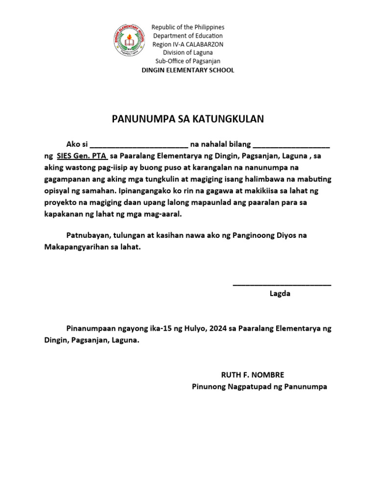 Panunumpa Sa Katungkulan | PDF