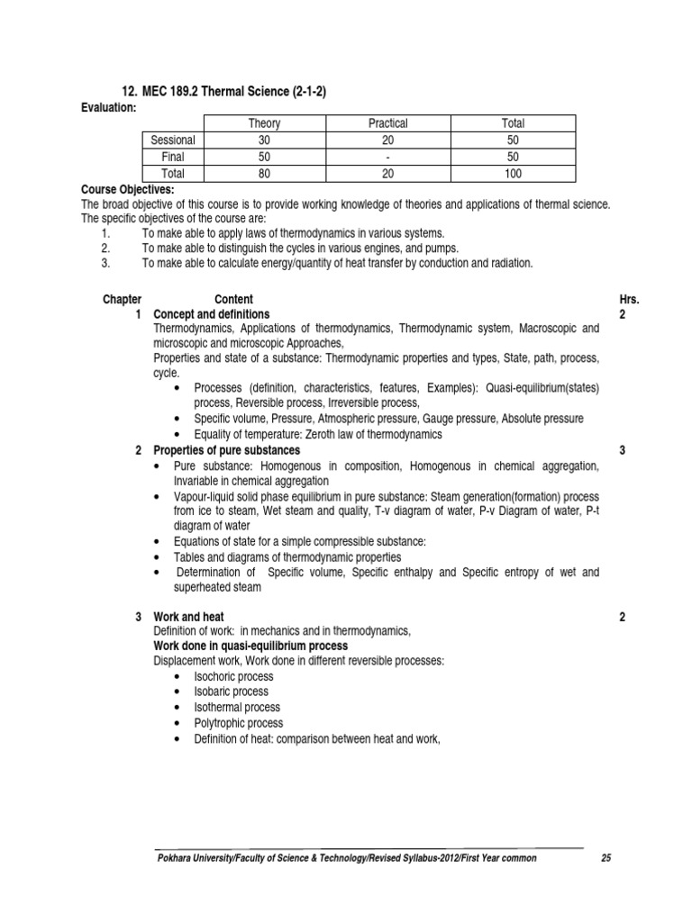 Thermal Syllabus | PDF | Entropy | Thermodynamics