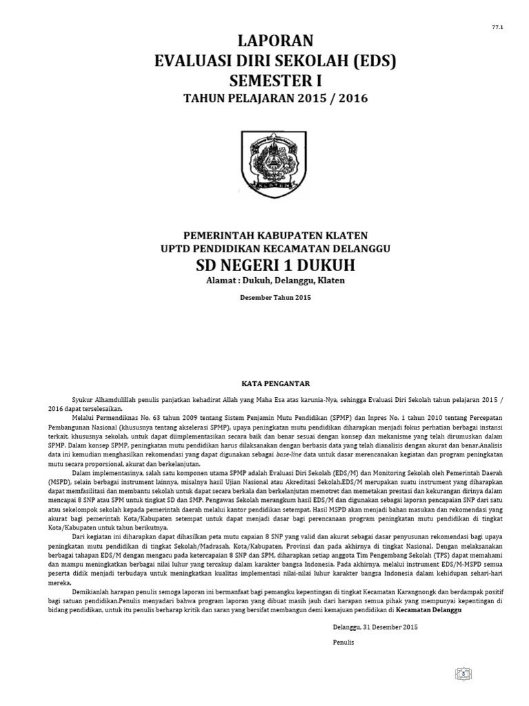 1 - Eds SDN 1 Dukuh Ini Salah (Evalusai Ada Instumenya) | PDF