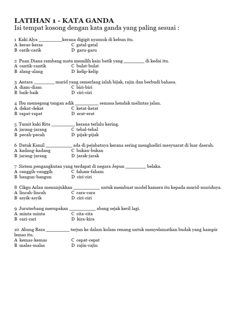 Latihan Kata Ganda 1 | PDF