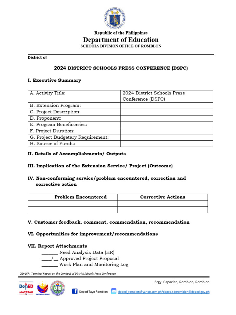 2024 Romblon Schools Press Conference Report | PDF