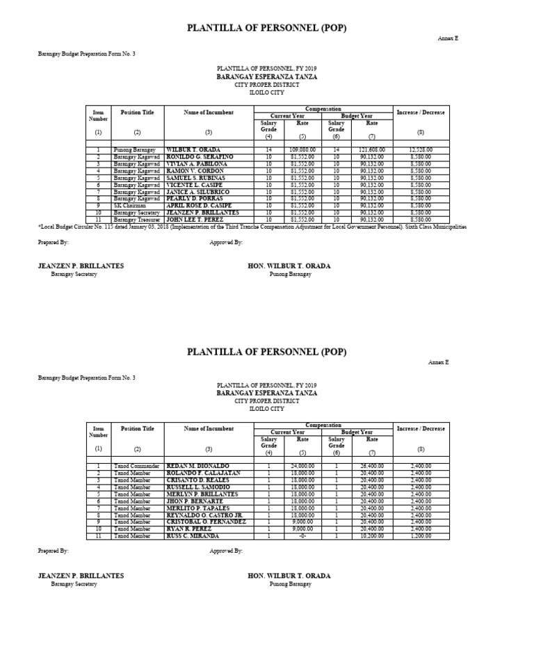 Plantilla of Personnel SB 2 2019 | PDF