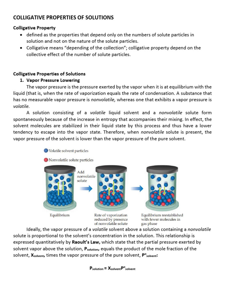 Colligative Properties of Solutions | PDF | Osmosis | Applied And ...