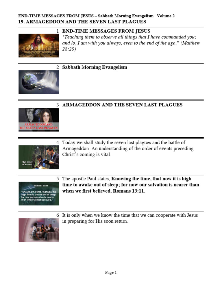 Sermon 19 - ARMAGEDDON AND THE SEVEN LAST PLAGUES - TEXT | PDF ...