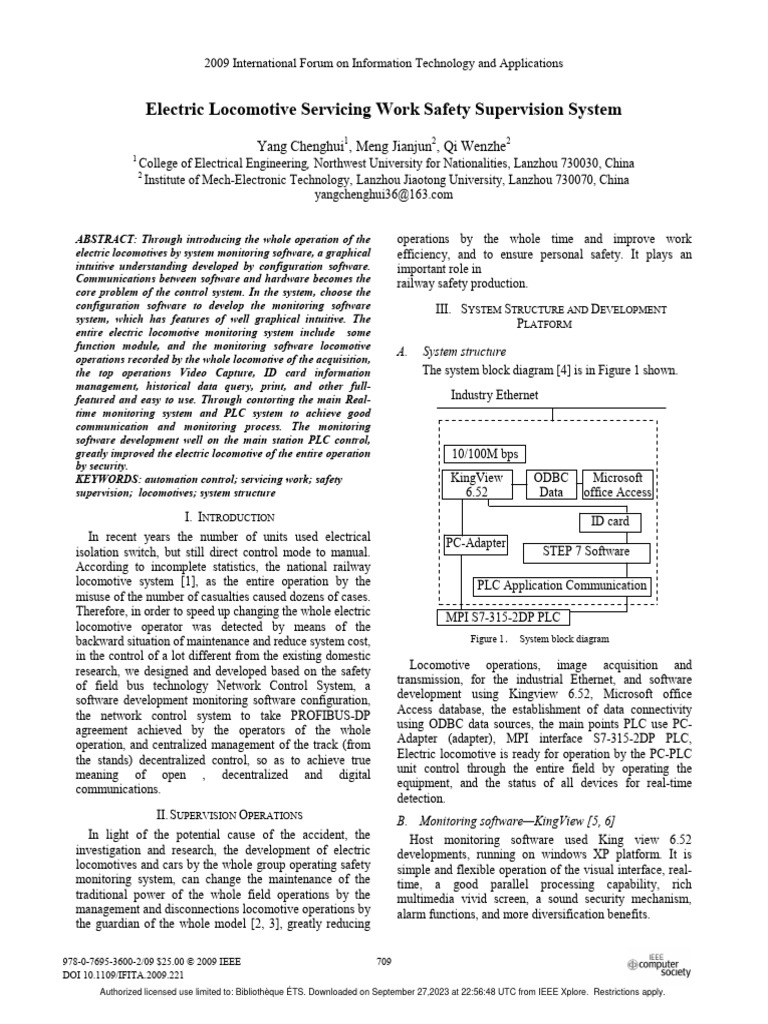 Electric Locomotive Servicing Work Safety Supervision System | PDF