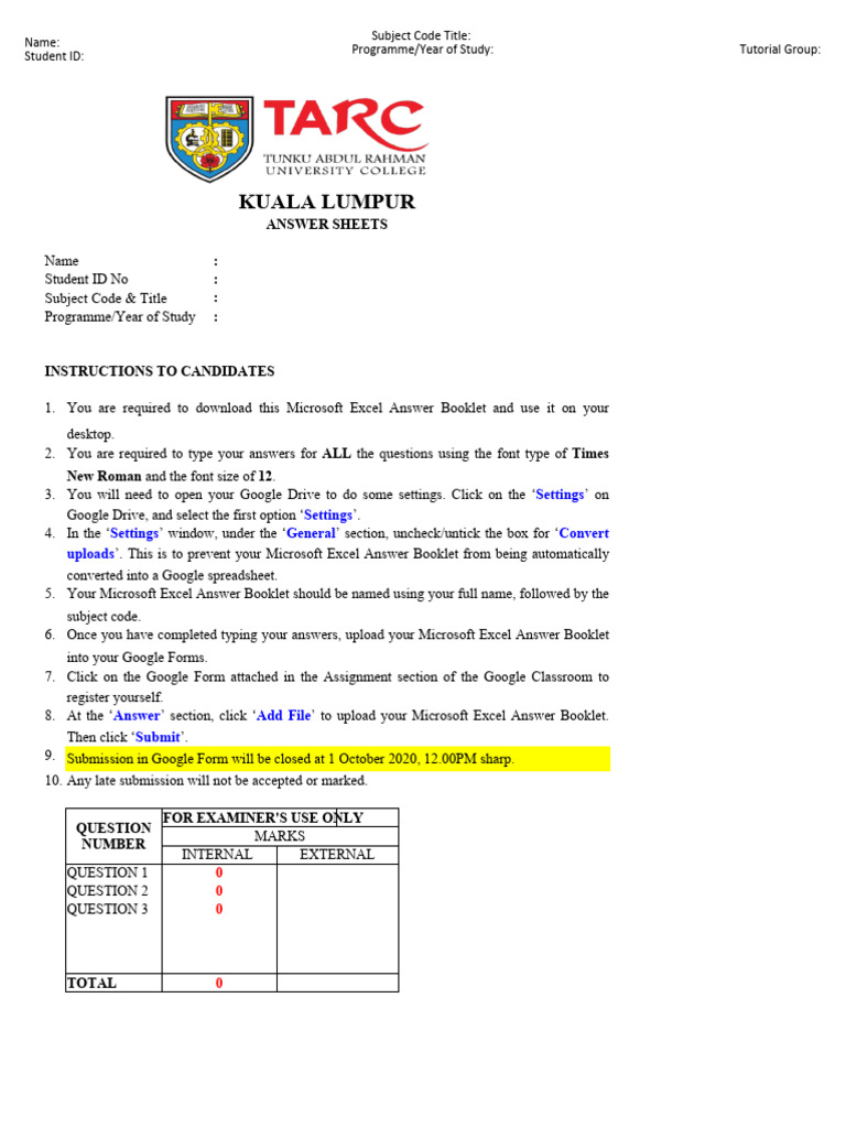 Answer Booklet - Abfa1153 | PDF | Microsoft Excel | Software
