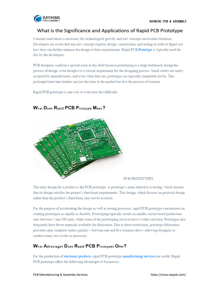 What Is The Significance and Applications of Rapid PCB Prototype | PDF | Prototype | Printed ...