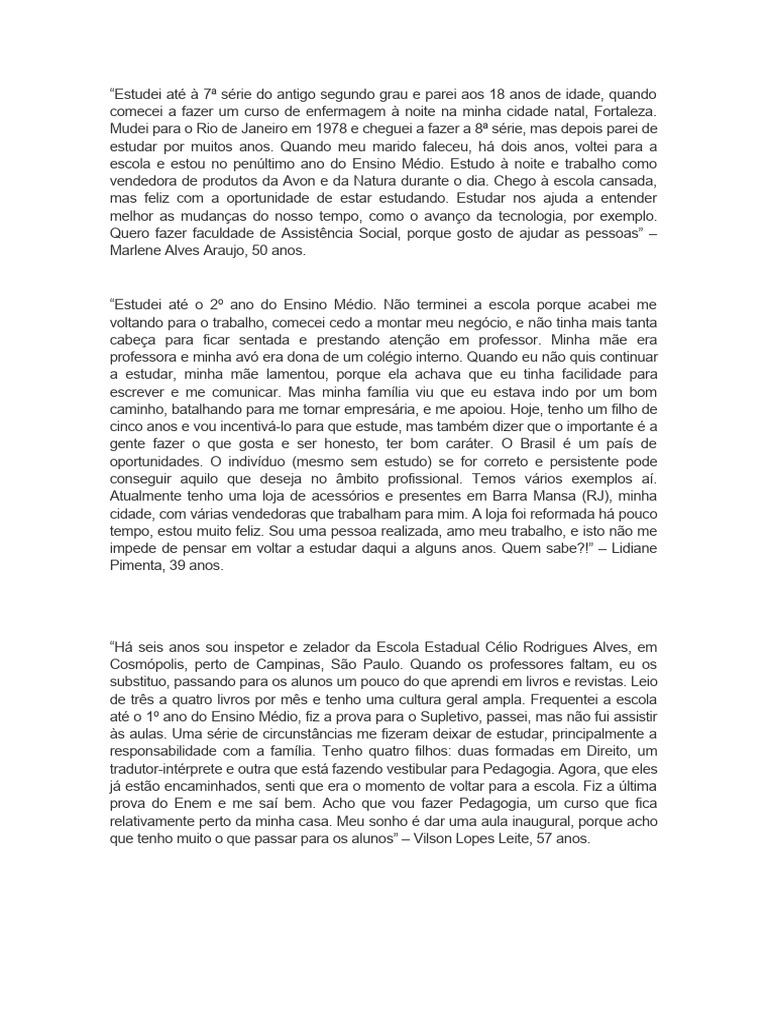 Relatos De Evasao Escolar Pdf