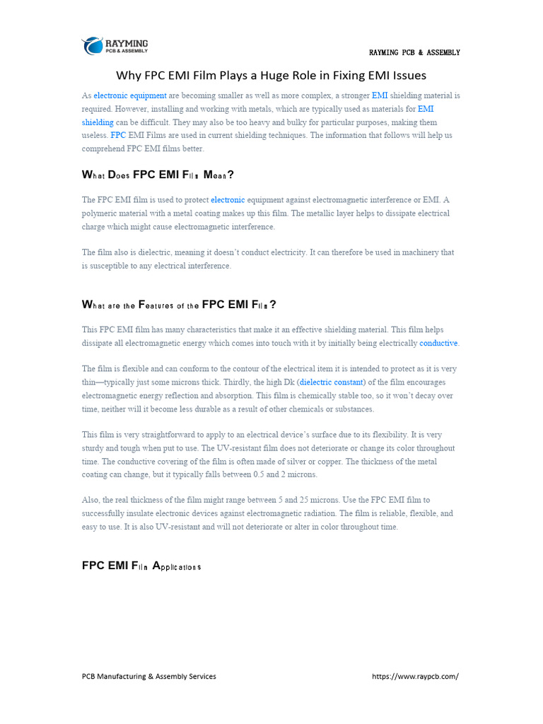 Why FPC EMI Film Plays A Huge Role in Fixing EMI Issues | PDF ...