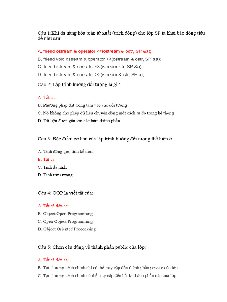 Cau Trac Nghiem 2 | PDF