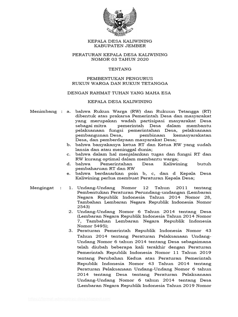 Draft Baru Perkades RT RW | PDF