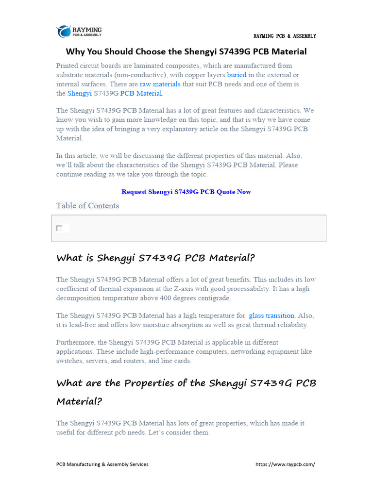Why You Should Choose The Shengyi S7439G PCB Material | PDF | Printed Circuit Board | Electrical ...