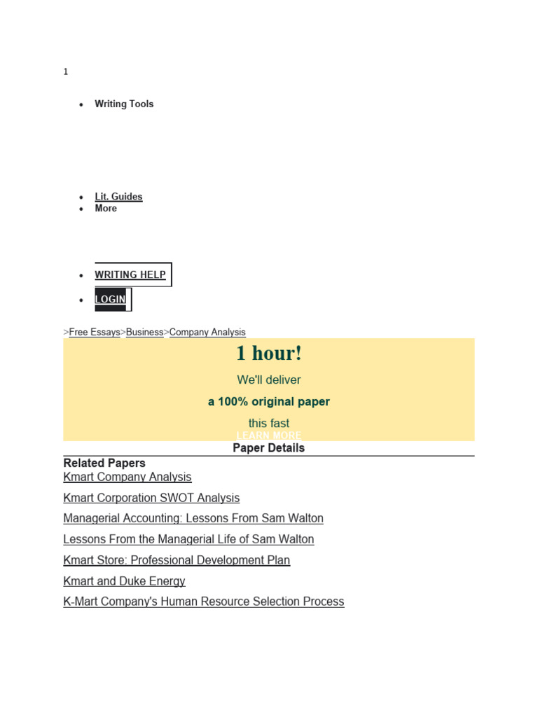 1 Hour!: Writing Tools | PDF | Walmart | Retail