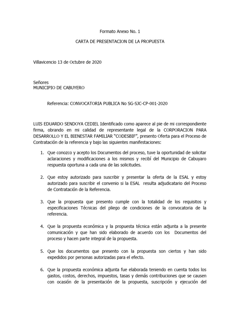 Formato Anexo No | PDF