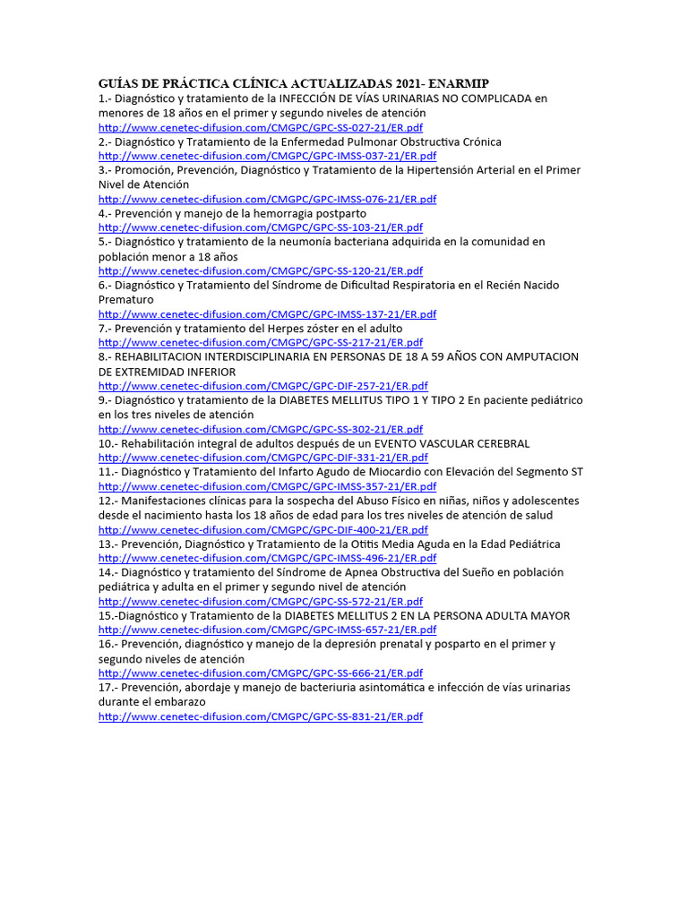Copia de Guías de Práctica Clínica Actualizadas 2021 | PDF ...