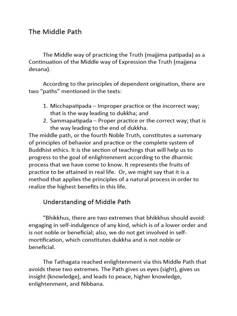 The Middle Path | PDF | Noble Eightfold Path | Enlightenment In Buddhism