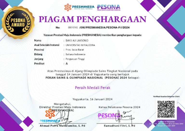 Piag - Bahasa Indonesia - PESONA 2024 | PDF