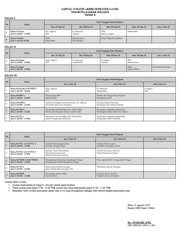 SAS Ganjil II Jadwal | PDF