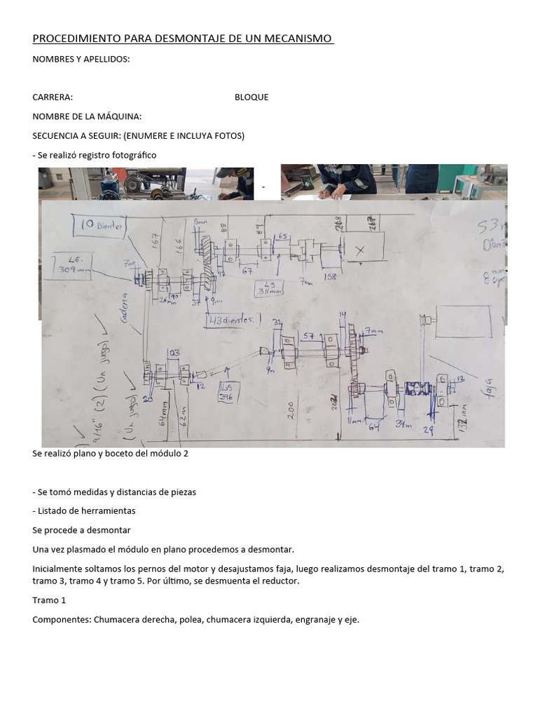 Procedimiento para Desmontaje de Un Mecanismo | PDF