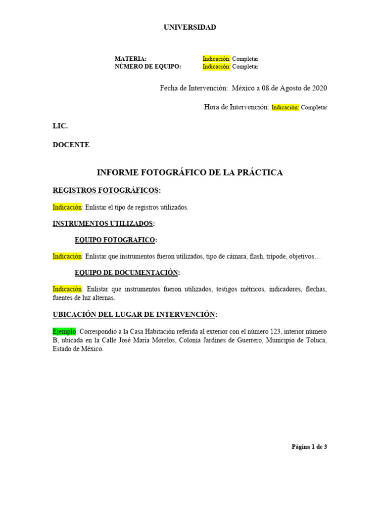 Formato de Documentación Fotográfica de La Práctica 2 | PDF | Imagen