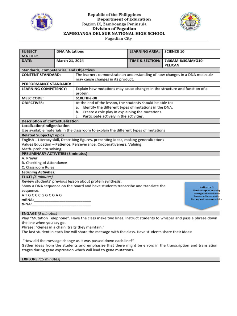 Gene Mutation Lesson Plan Pdf Point Mutation Gene