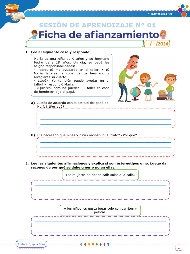 Anexo de Sesiones de Aprendizaje - Semana 1 - UD II - Editora Quipus Perú | PDF | Discapacidad ...