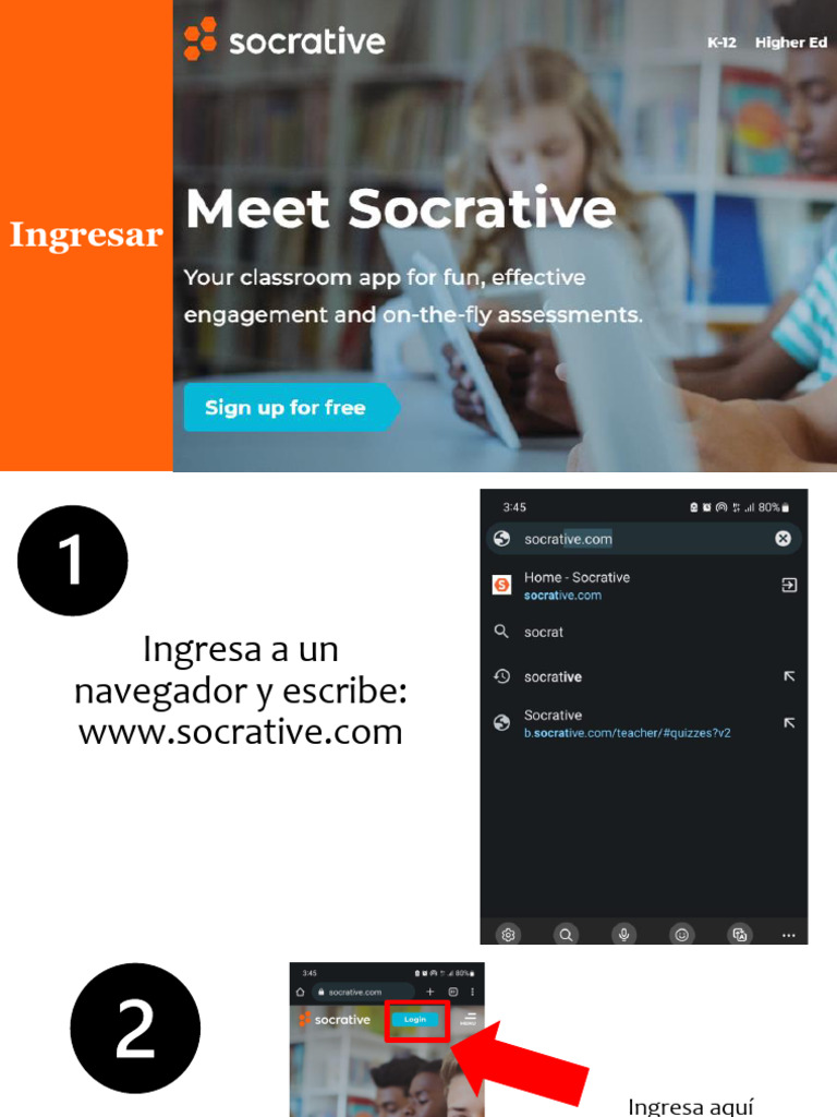 Evaluación Socrative Celular Instrucciones | PDF