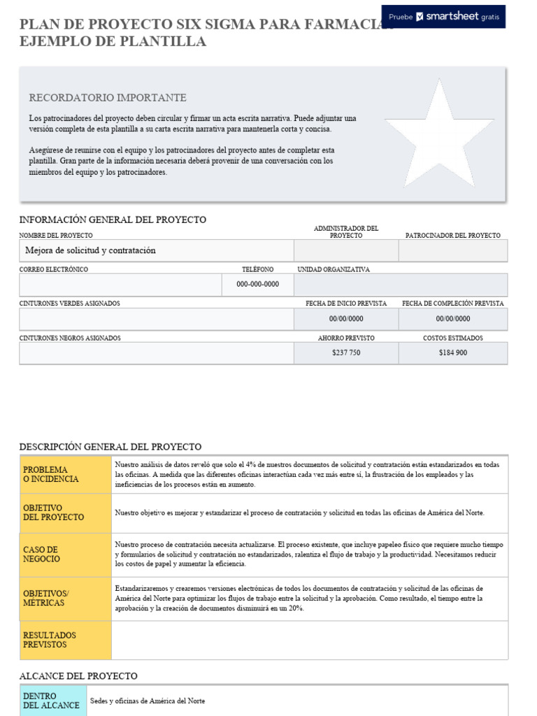 IC Pharma Six Sigma Project Charter Example 11480 WORD ES | PDF