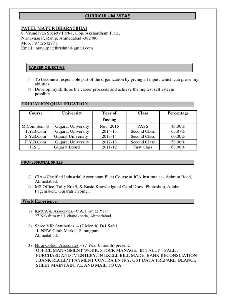 MAYUR Patel UPDATED FOR JOB 01 07 23 | PDF | Gujarat