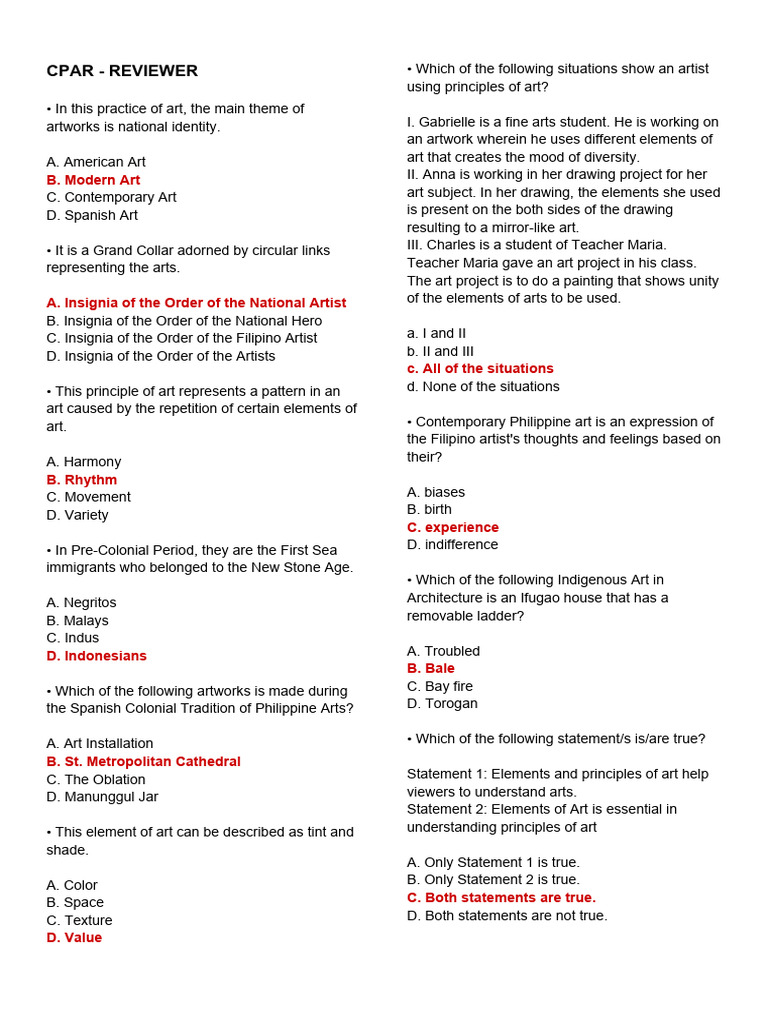 Cpar Reviewer | PDF | The Arts | Philippines