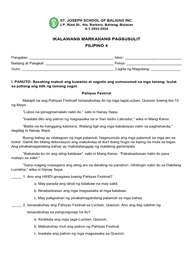 Fil4 2ndQuarterAssessment | PDF