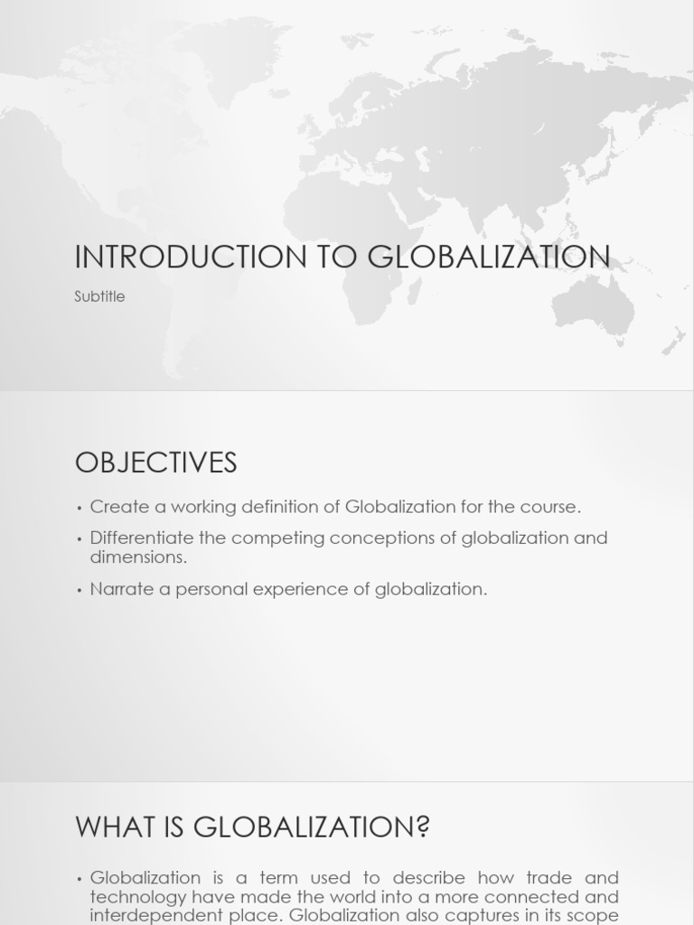 Introduction To Globalization Pdf Globalization Capitalism