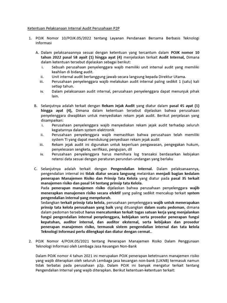 Audit Internal Perusahaan P2P | PDF