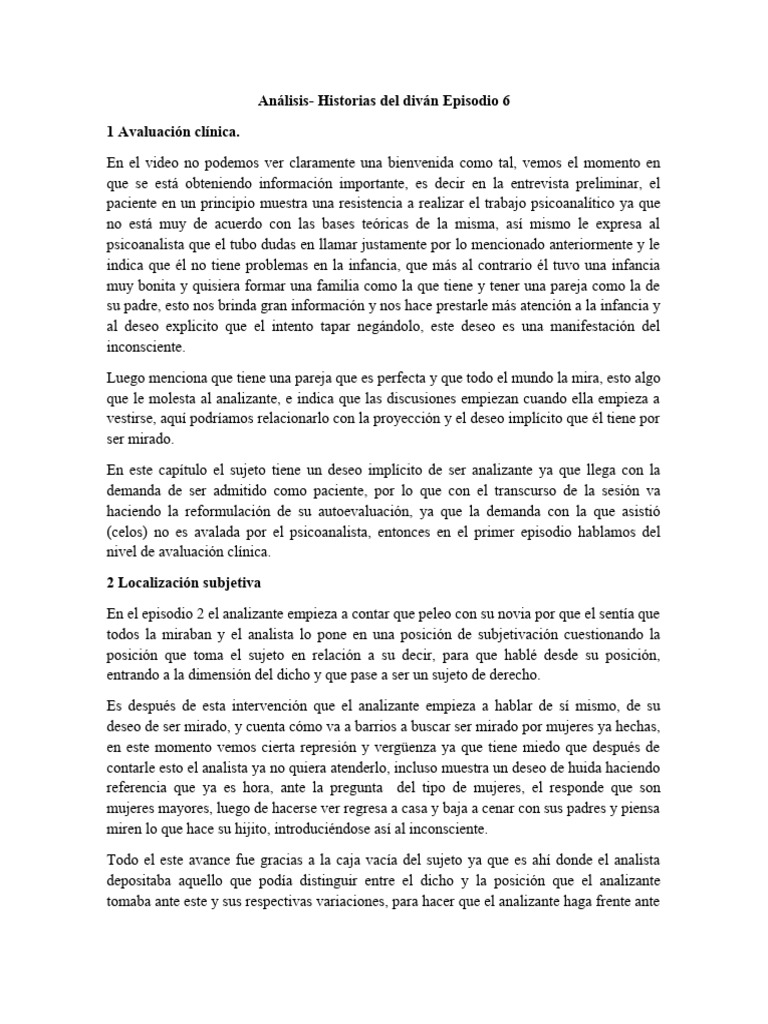 Analisis de Historias de Un Divan | PDF