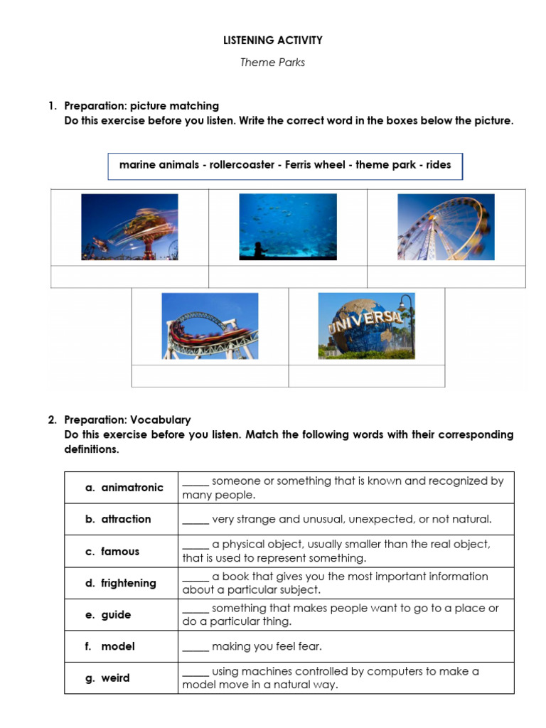 Listening - Theme Parks | PDF | Amusement Park
